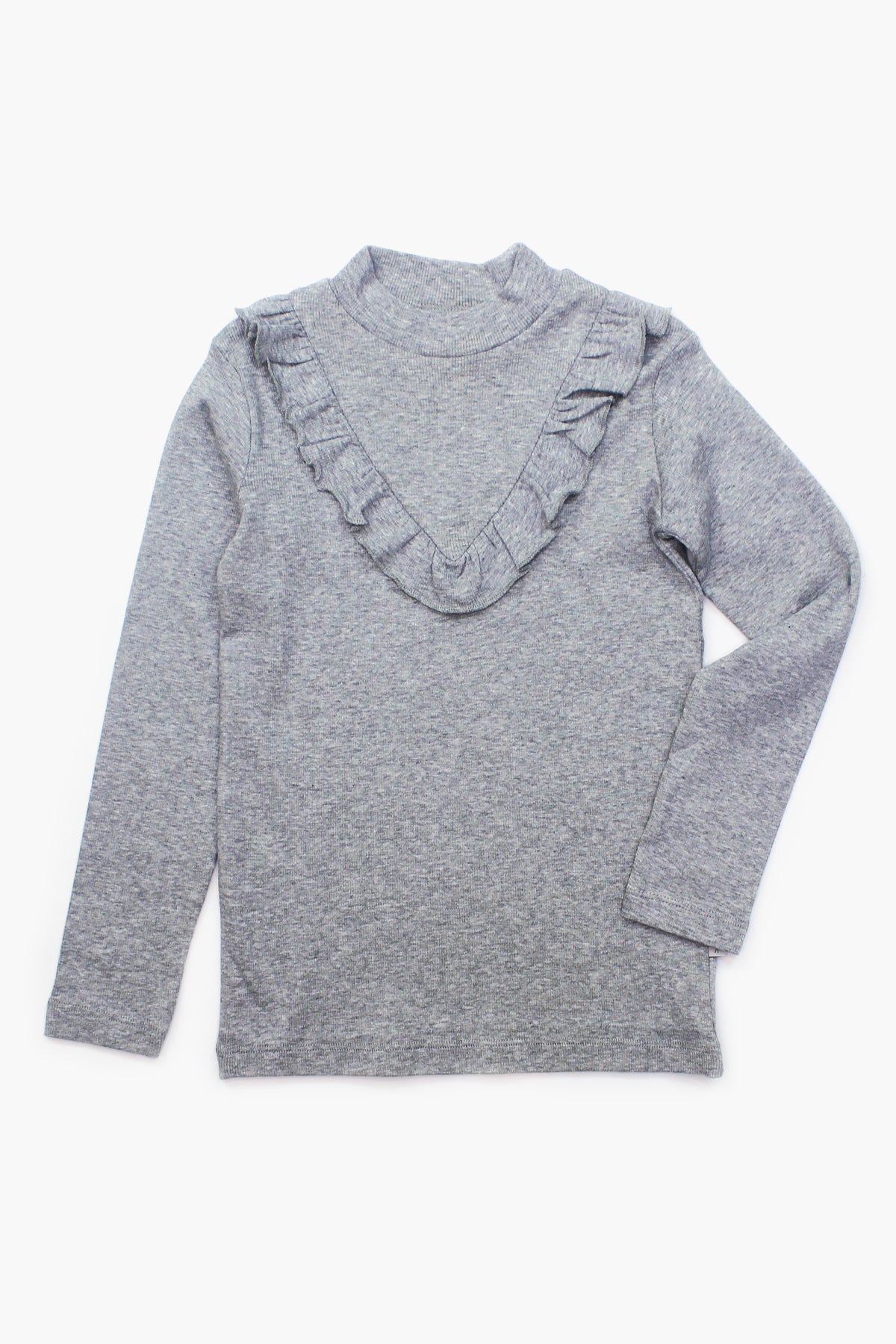 Wheat Ruffle Girls Shirt - Melange Grey (Size 3 left) – Mini Ruby