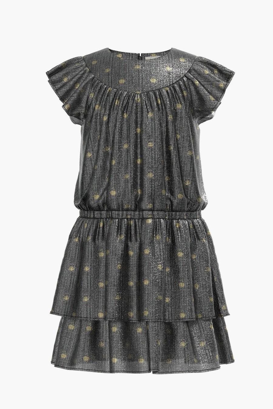 Girls Dress Peek Kids Foil Dot – Mini Ruby