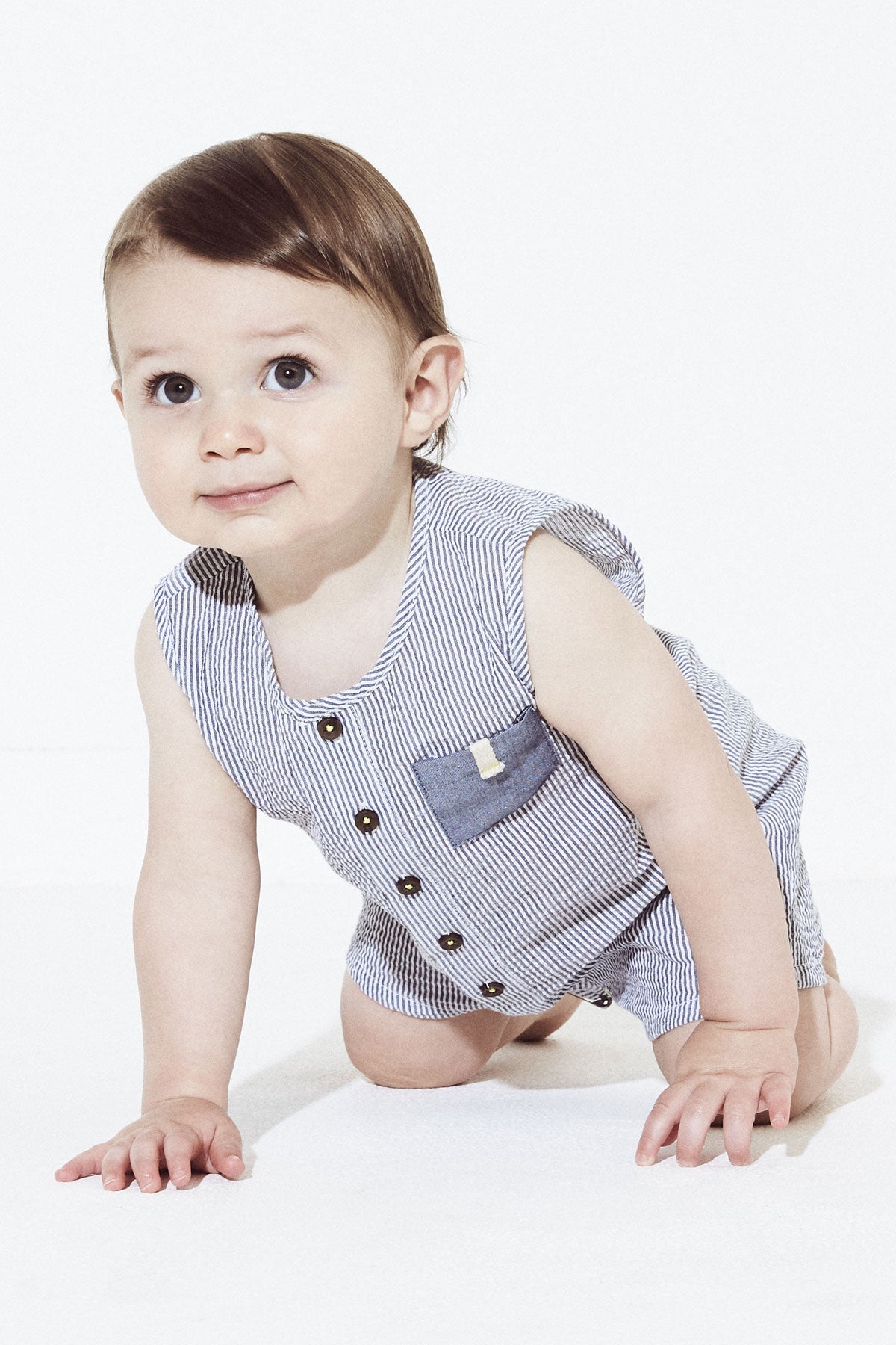 EGG New York Tanner Baby Romper - Blue (Size 6M left) – Mini Ruby