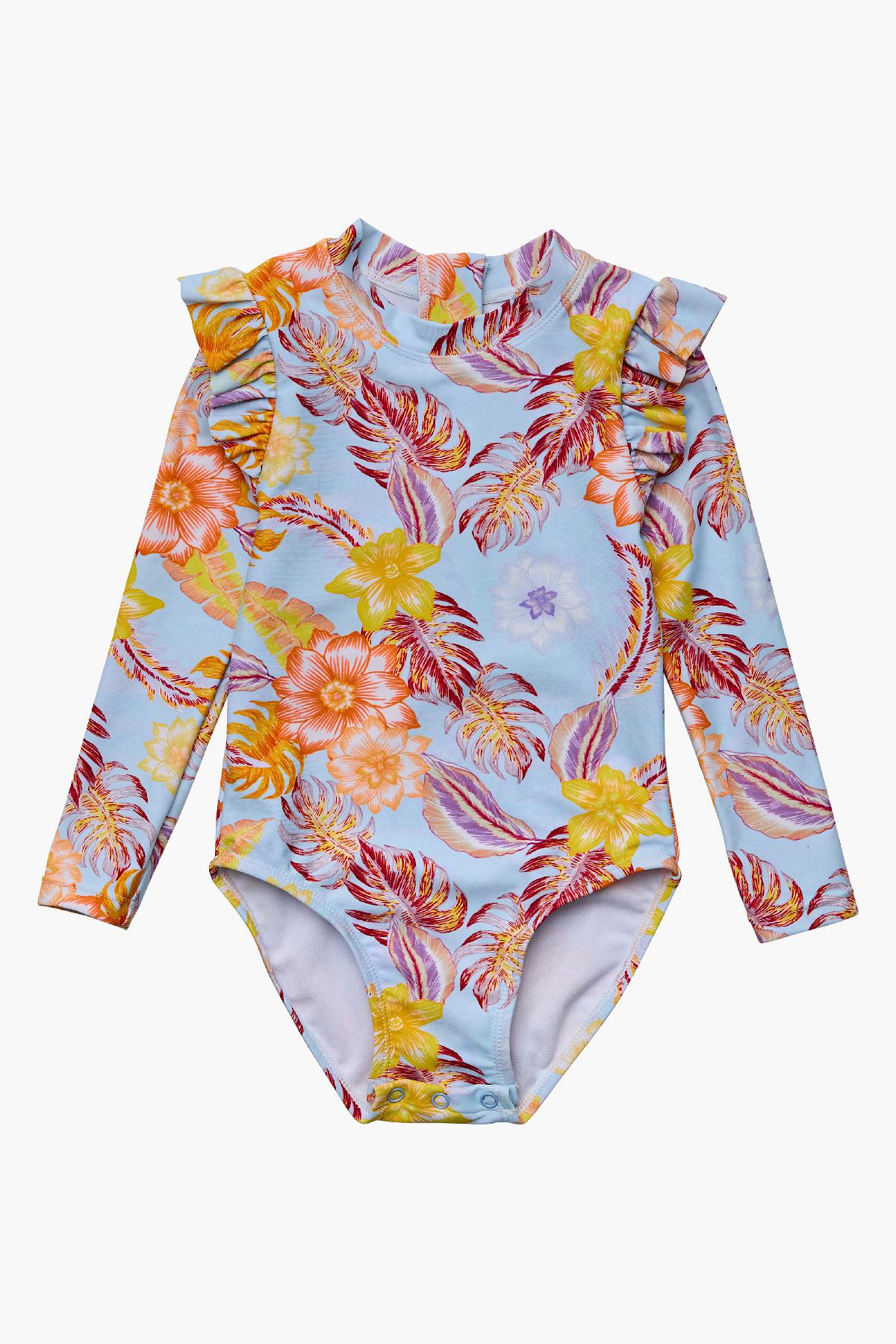 Girls Swim Snapper Rock Boho Tropical Frill Surf Suit – Mini Ruby