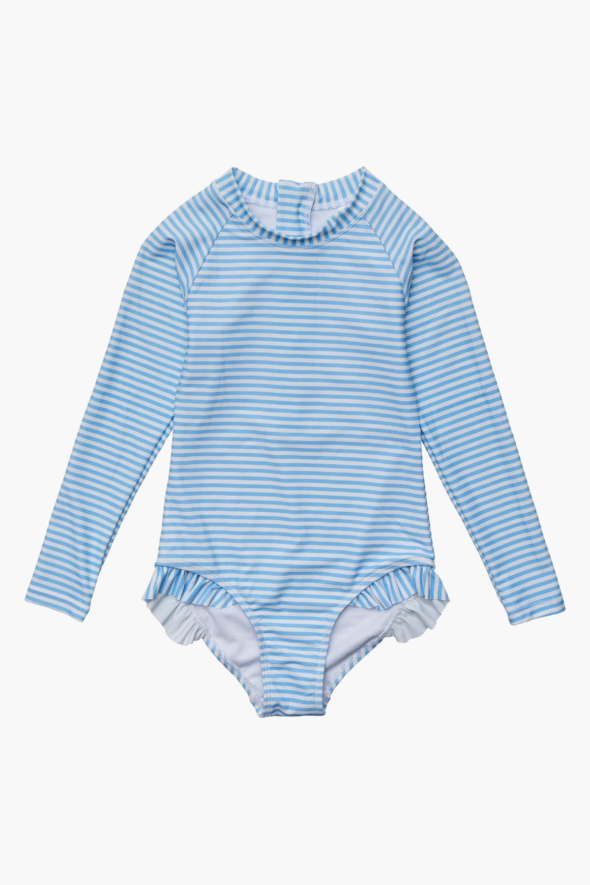Girls Swim Snapper Rock Cornflower Stripe Surf Suit – Mini Ruby