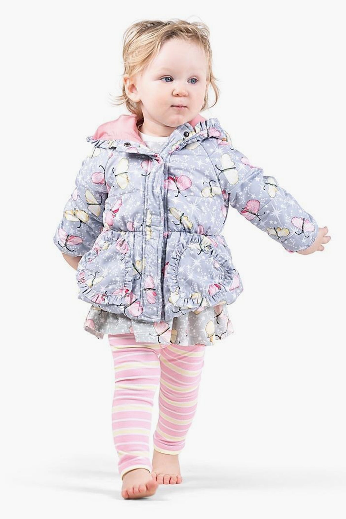 Paper Wings Butterfly Sparkle Puffer Girls Jacket – Mini Ruby