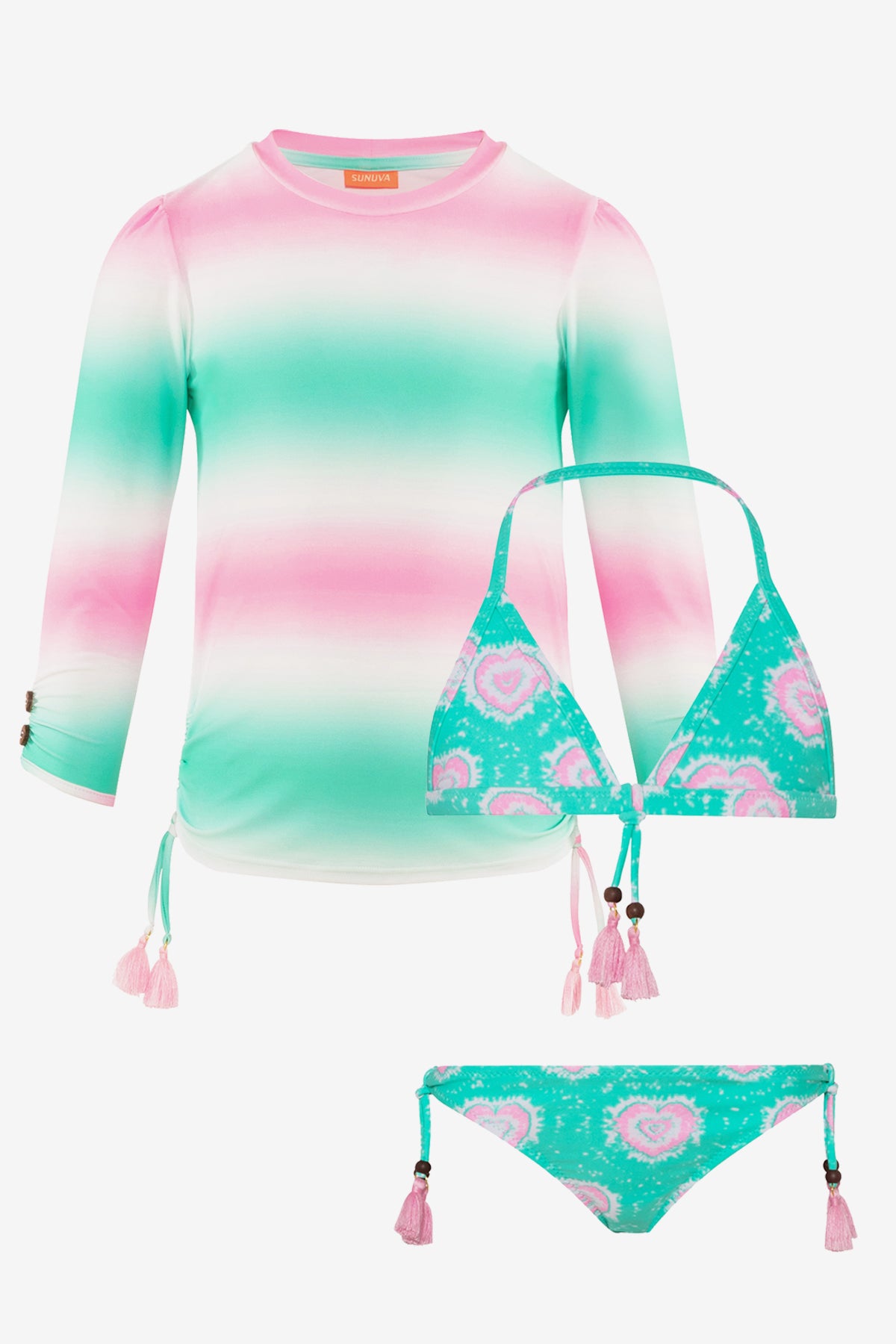 Sunuva Ombre 3-Piece Girls Swim Set – Mini Ruby