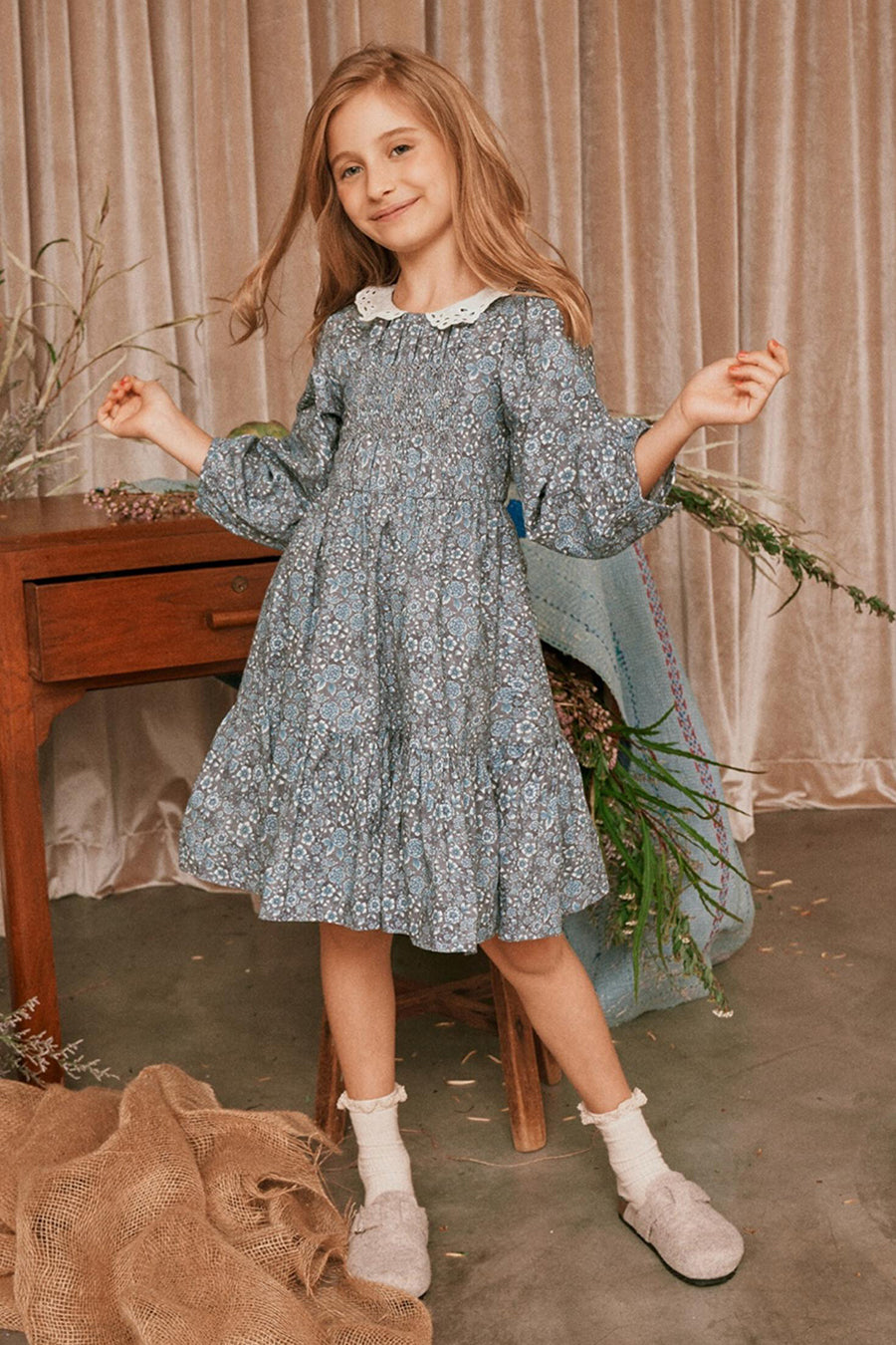 Girls Dress Nellystella Reese Midnight Blooms (Size 4 left) – Mini Ruby