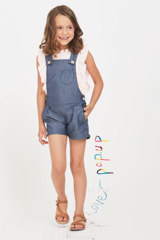 Jean Bourget Chambray Girls Romper – Mini Ruby